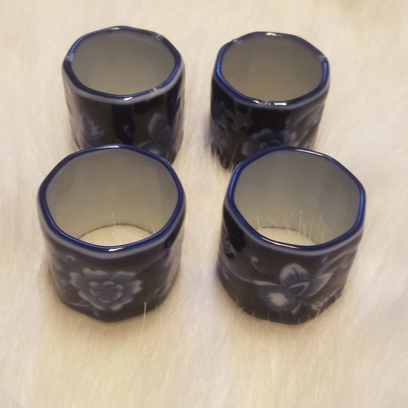 Pier 1 | Accents | Pier One Blue And White Floral Porcelain Napkin ...